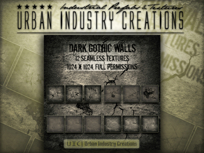 Second Life Marketplace Uic Dark Gothic Wall Texture Set
